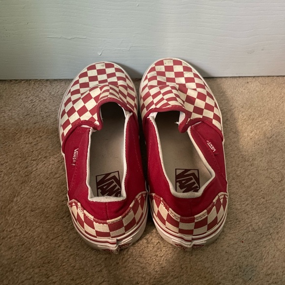 Vans | Shoes | Red Checkerboard Slip On Vans | Poshmark